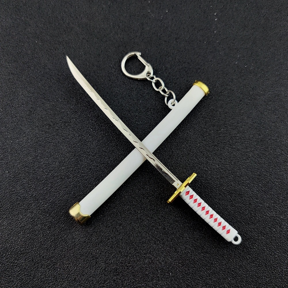 Mini Roronoa Zoro Samurai Keychain Anime Scabbard Key Ring Katana ...