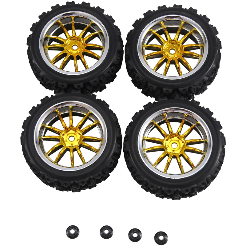 4Pcs 12mm Hex Wheel Rims & OD 2.59Inch Rubber Tires for RC 1/10 On-Road ...
