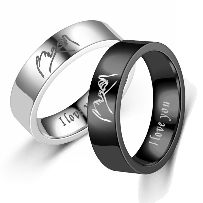 Stainless Steel Rings - WoSilver Color -Romatic I Love You Wedding ...