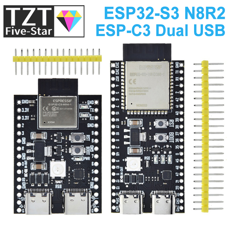 Esp32/ Esp32-S3/esp32-C3 Dual Type-C Development Board Esp32-C3-Devkitm-1 Esp32-C3-Mini-1 Esp32 ...