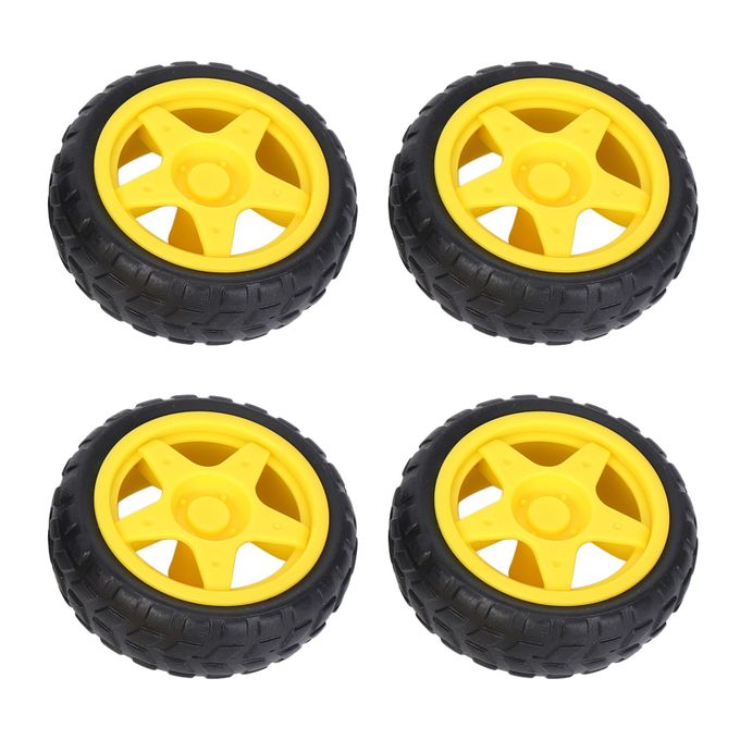 Smart Robot Car Wheel Yellow 65mm x 28mm Plastic Rubber Tire Wheels for ...