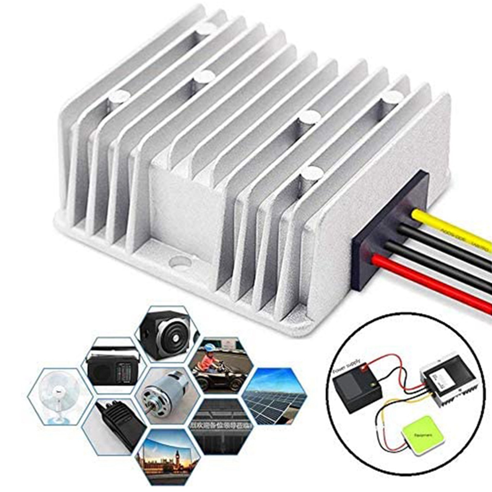 2X 48V Step Down to DC 12V 20A 240W DC/DC Converter Regulator Reducer ...