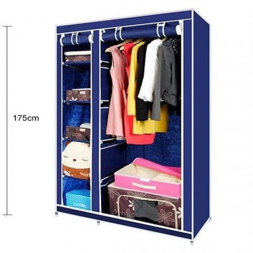 2 Door Storage Wardrobe Foldable and Movable Cloth/Fabric Wardrobe with ...