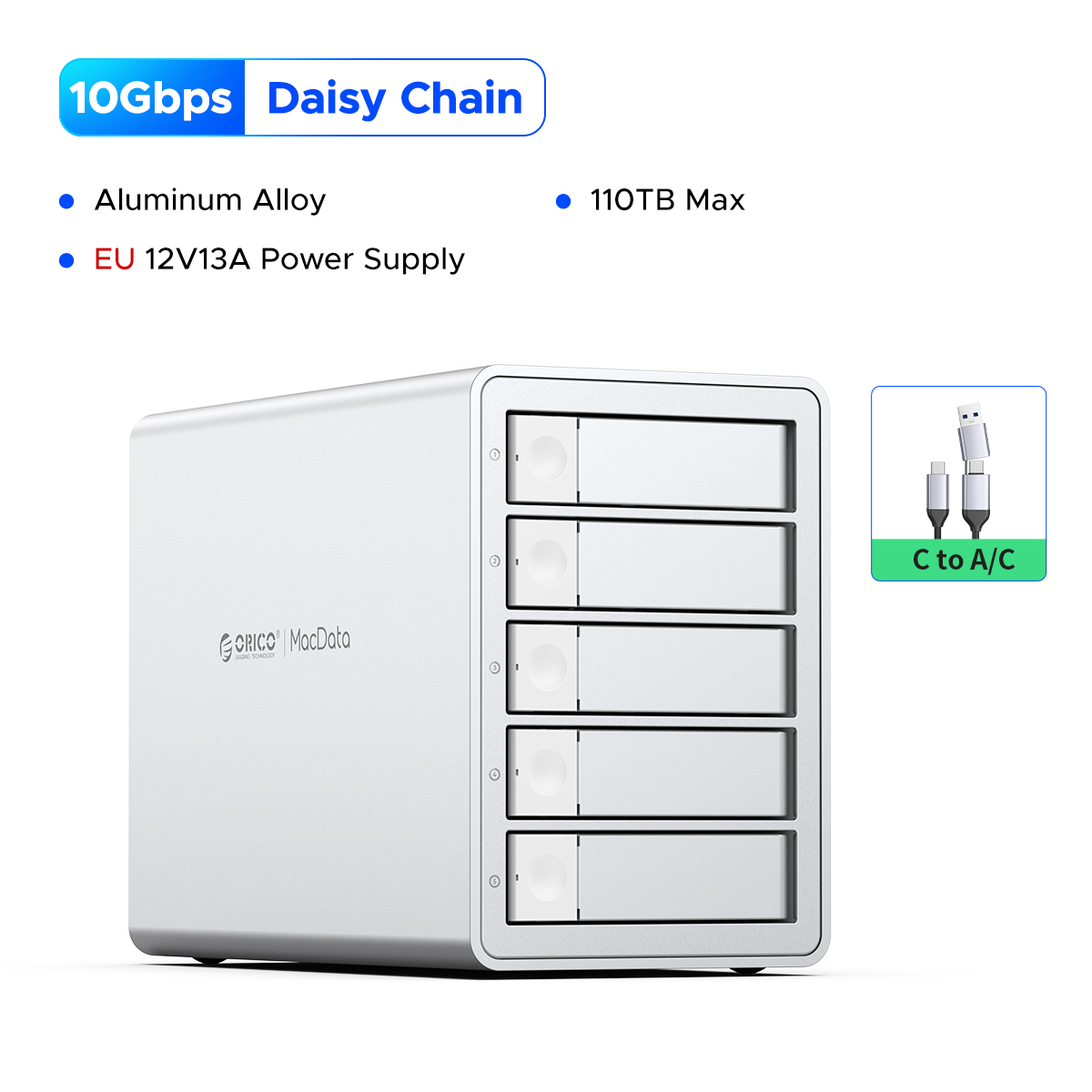 ORICO 3.5" Daisy Chain Type-C 10Gbps HDD Docking Station Support RAID ...