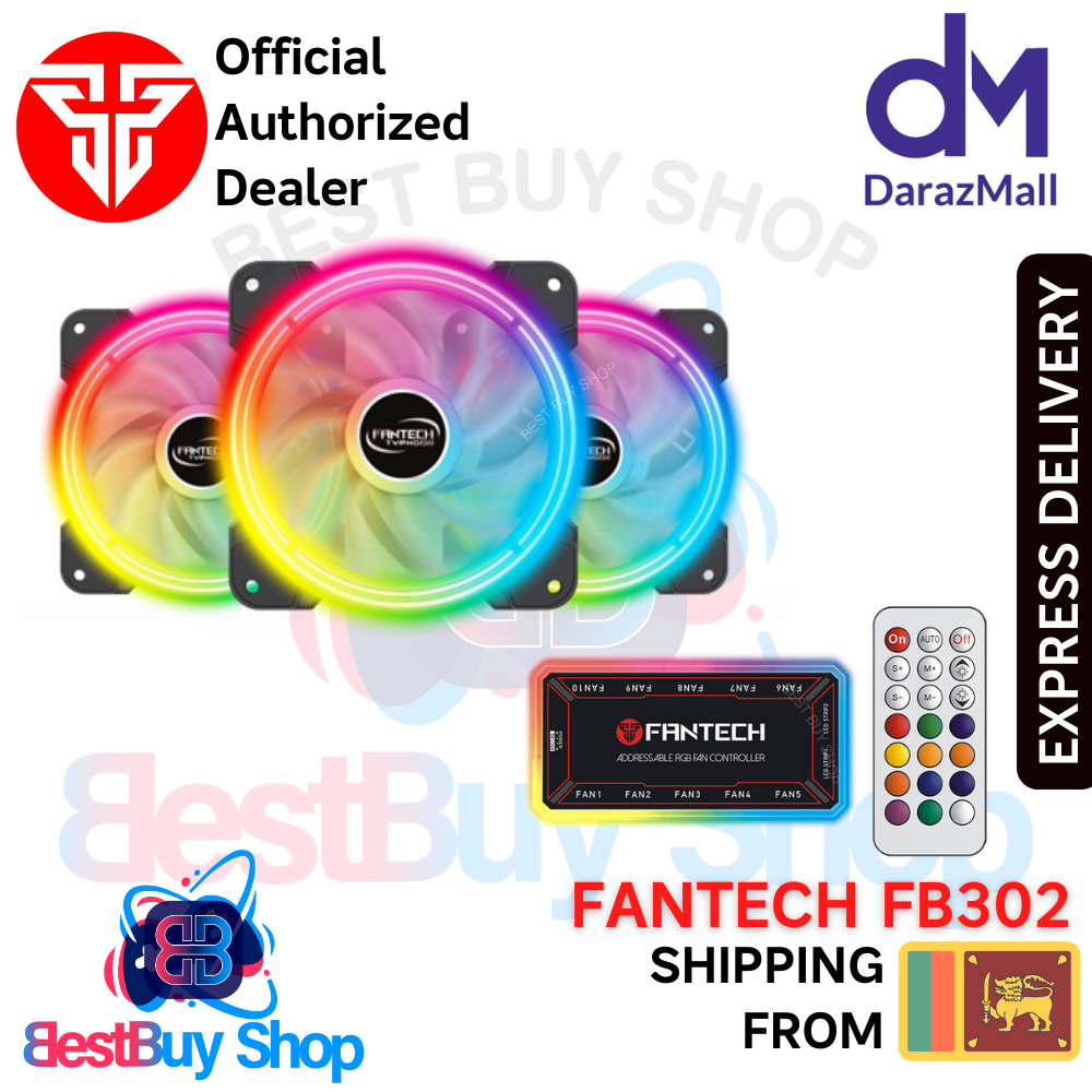 Fantech FB302 TYPHOON RGB FAN 3n1 W/ HUB AND REMOTE CONTROL | Daraz.lk