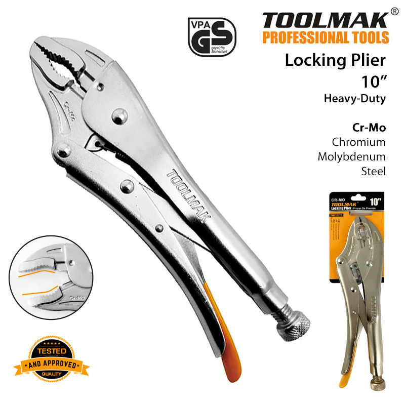 Locking Lock Grip Pliers Curved Jaw - Heavy Duty - 10 in - Cr-Mo Steel ...