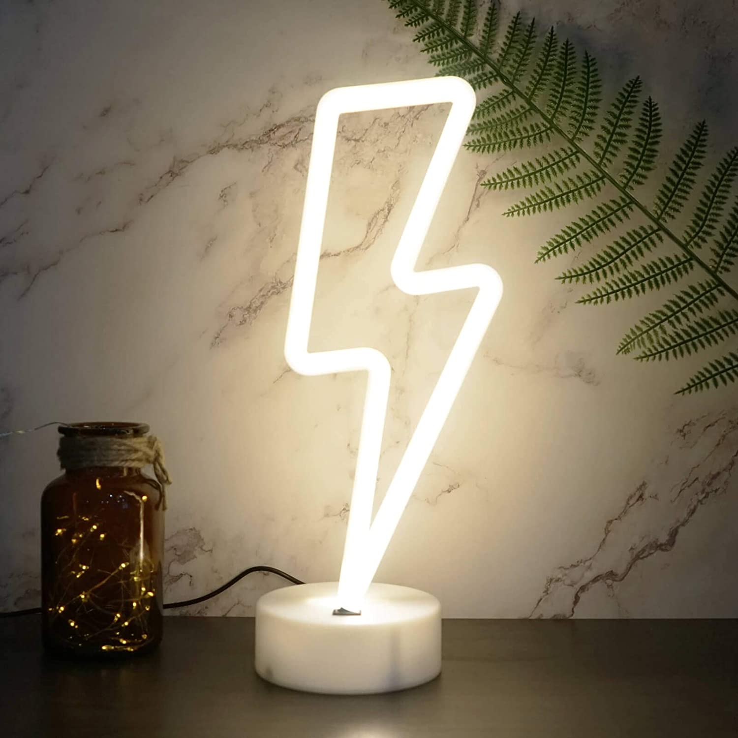 Neon Night Light, USB or Battery, Lightning Bolt, Blue or White | Daraz.lk