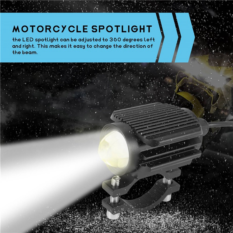 Motorcycle Projector Lens Dual Color Car ATV LED Headlight Auxiliary ...