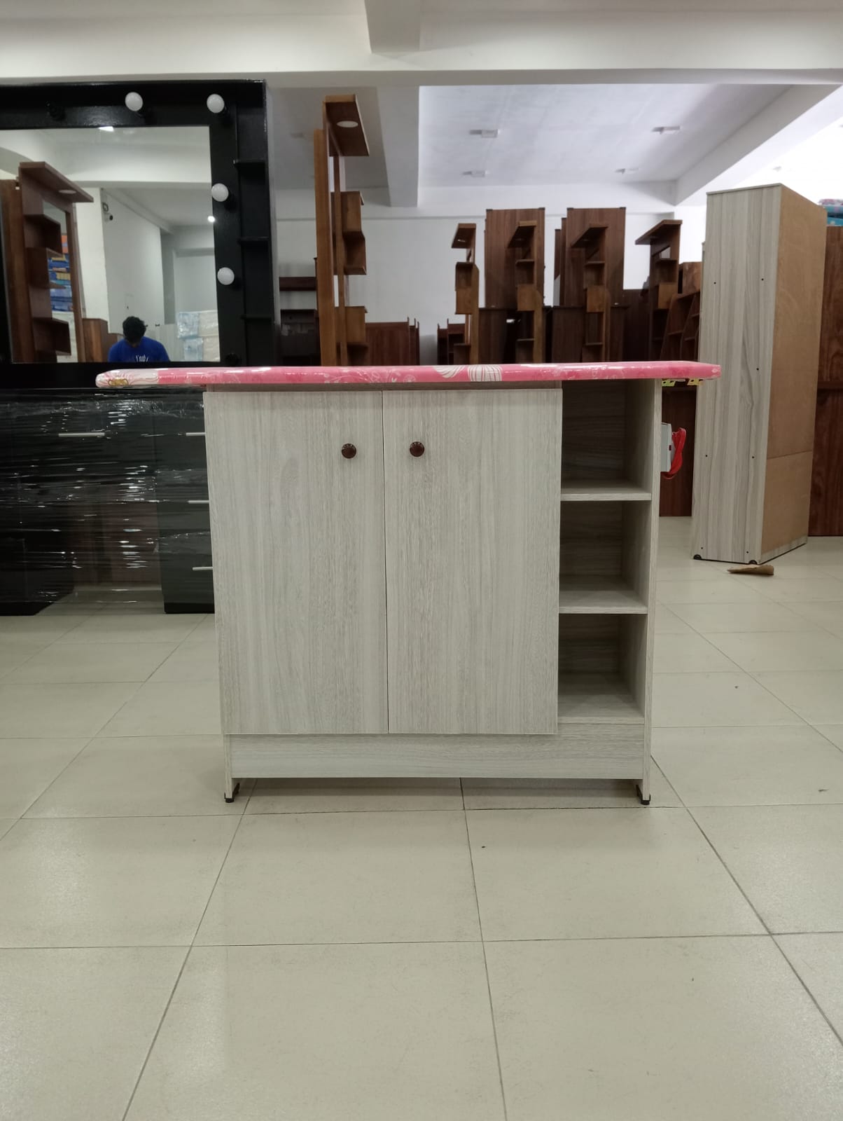 melamine Iron table Full cupboard with rack and pug quality furniture ...