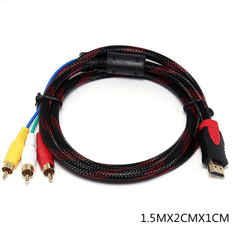 1.5M US HDMI To 3-RCA Video Audio AV Component Converter Adapter Cable ...