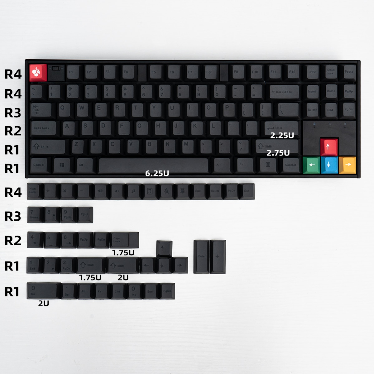 130 Keys Minimalist black Keycap Cherry Profile PBT Keycaps Dye Sublimation Japanese Key Caps ...