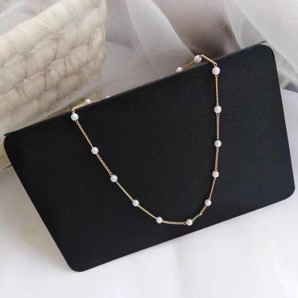 New Pearl Necklace Fashion Collarbone Chain Ins Simple Wind Women ...