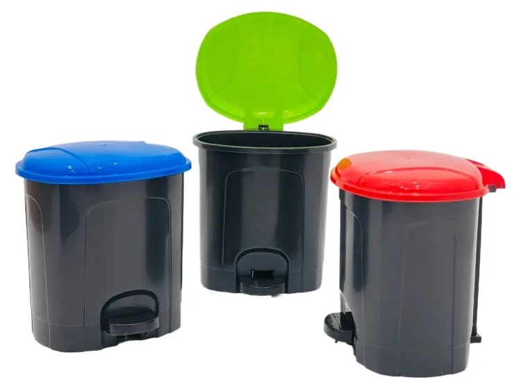 DustBin with Lid Plastic Garbage Waste Pedal Bin with Inner Bucket for ...