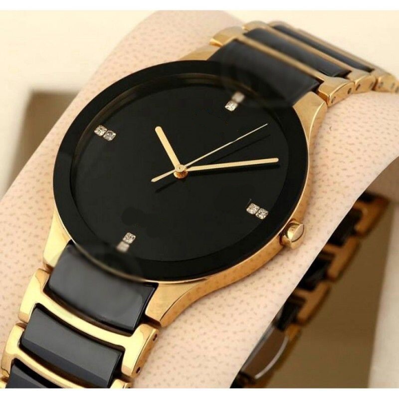 New Premium Black Gold Silver Stainless Steel Strap Luxury Men Watch ...