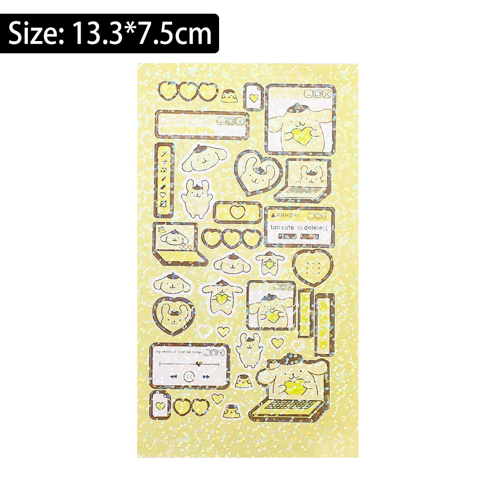 Kawaii Anime Sanrio Transparent Sticker Cartoon Cute Cinnamoroll Kuromi ...