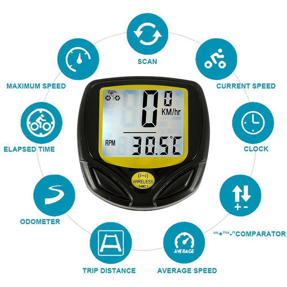 Speedometer Cycling Computer, Wireless Bicycle Speedometer, Odometer ...