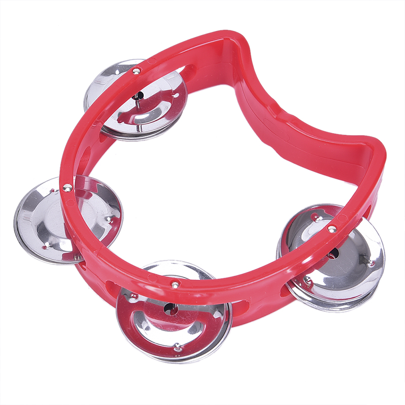 Hand Held Tambourine Metal Bell Plastic Percussion for KTV Party Kid ...