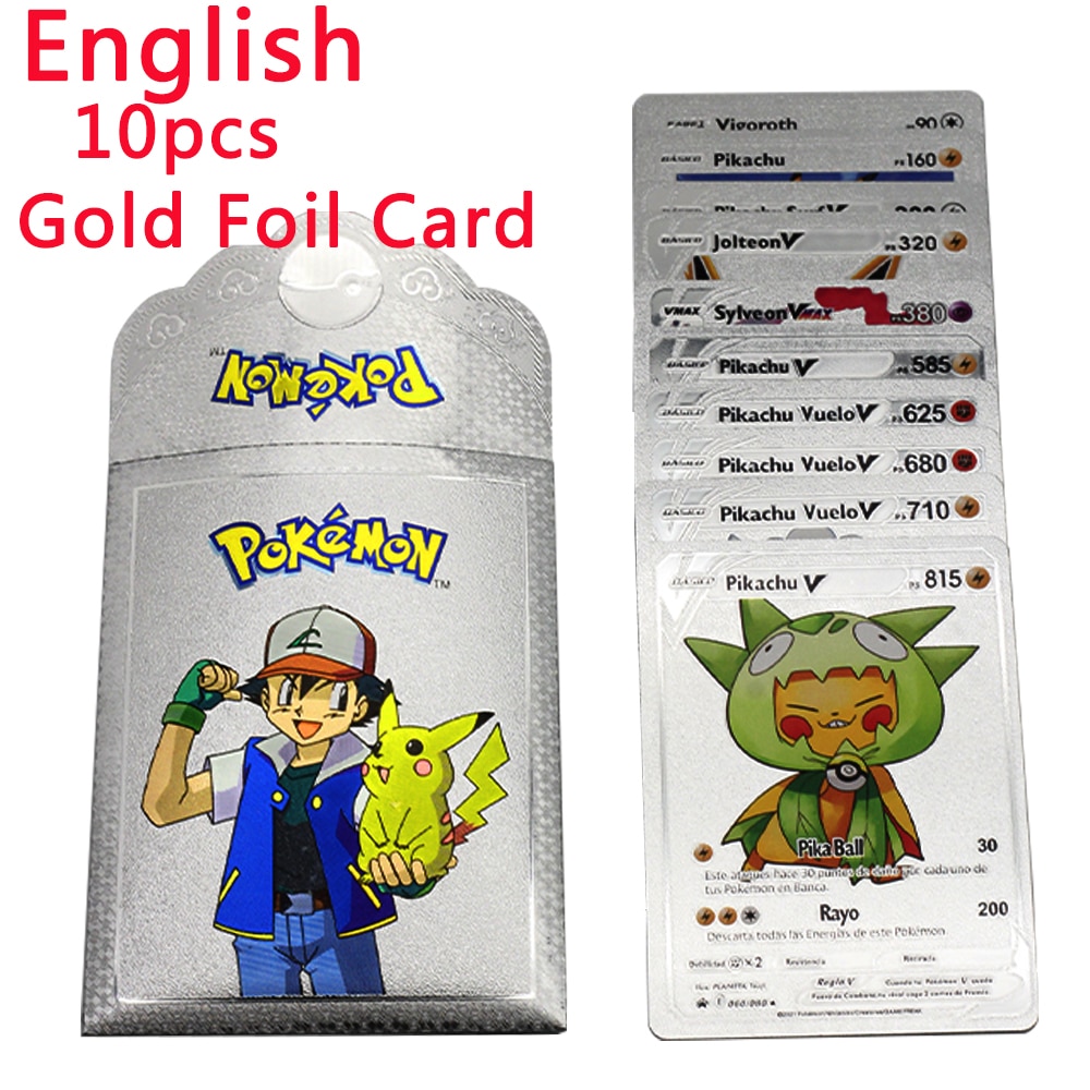 【DIV MALL】EN 54pcs Pokemon Metal Card Box Golden Letters ES Playing ...