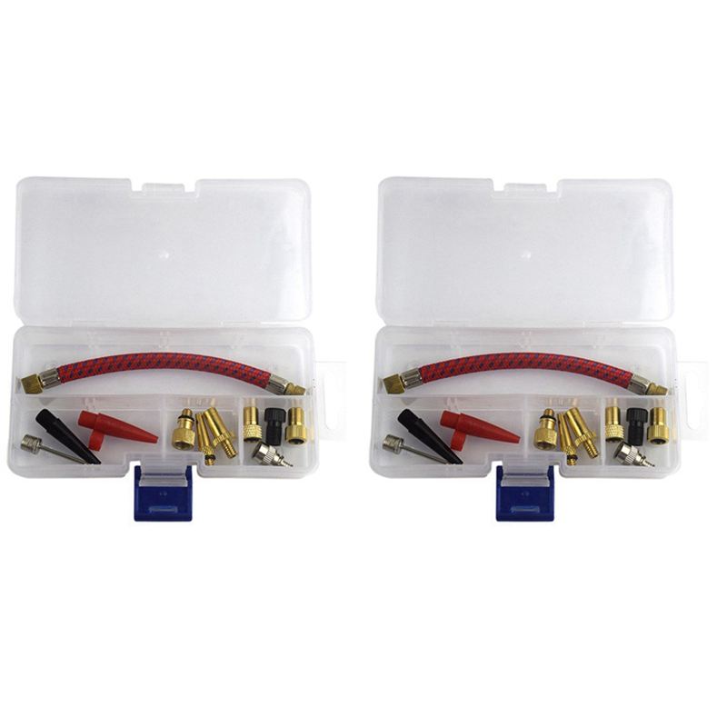 NANLIY 24Pcs Airbed Pump Hose Adapter Nozzle Valve Air Hose Inflating Needles Bike Pump Inflator ...