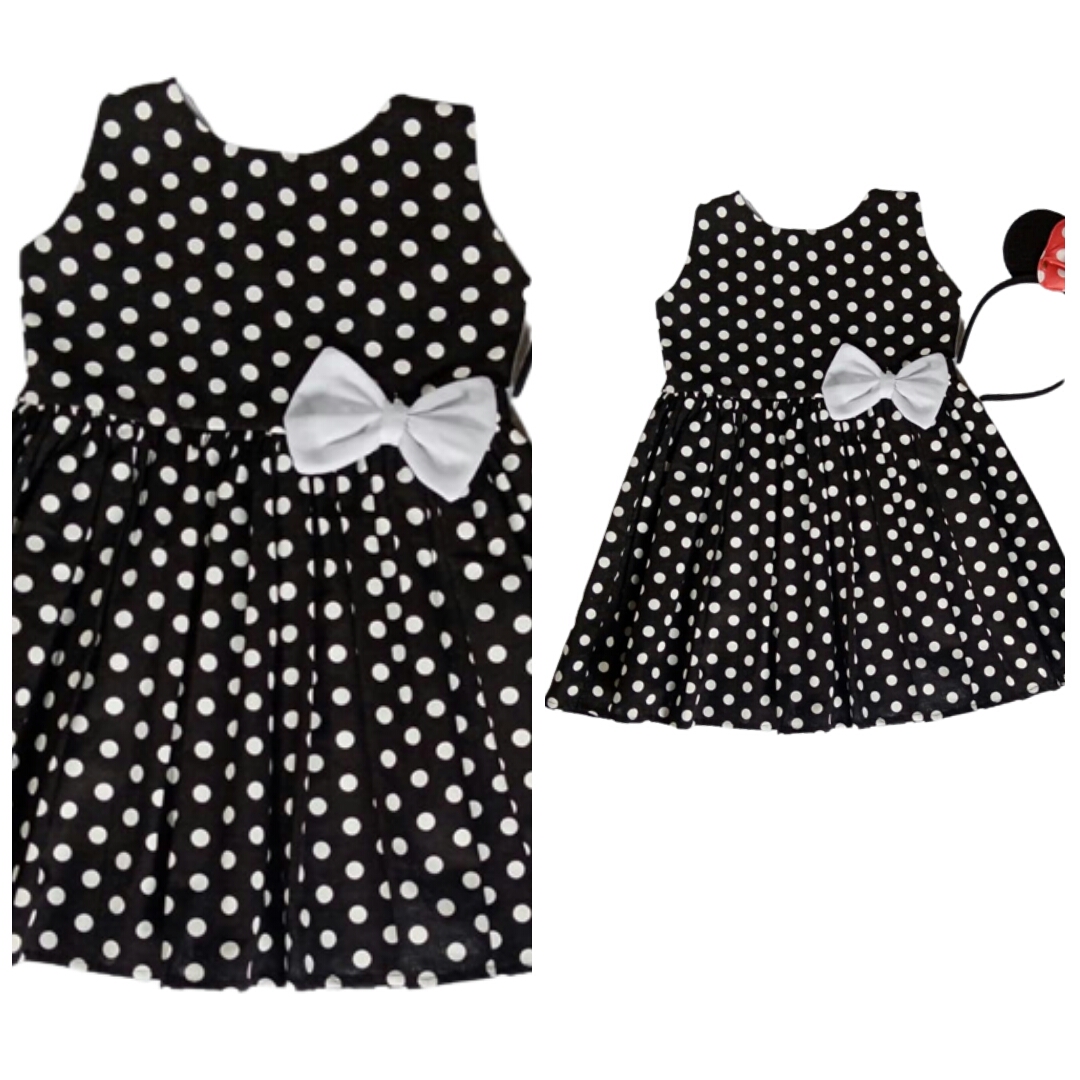 Kids Frock Black Printed Dotted Fabric | Daraz.lk