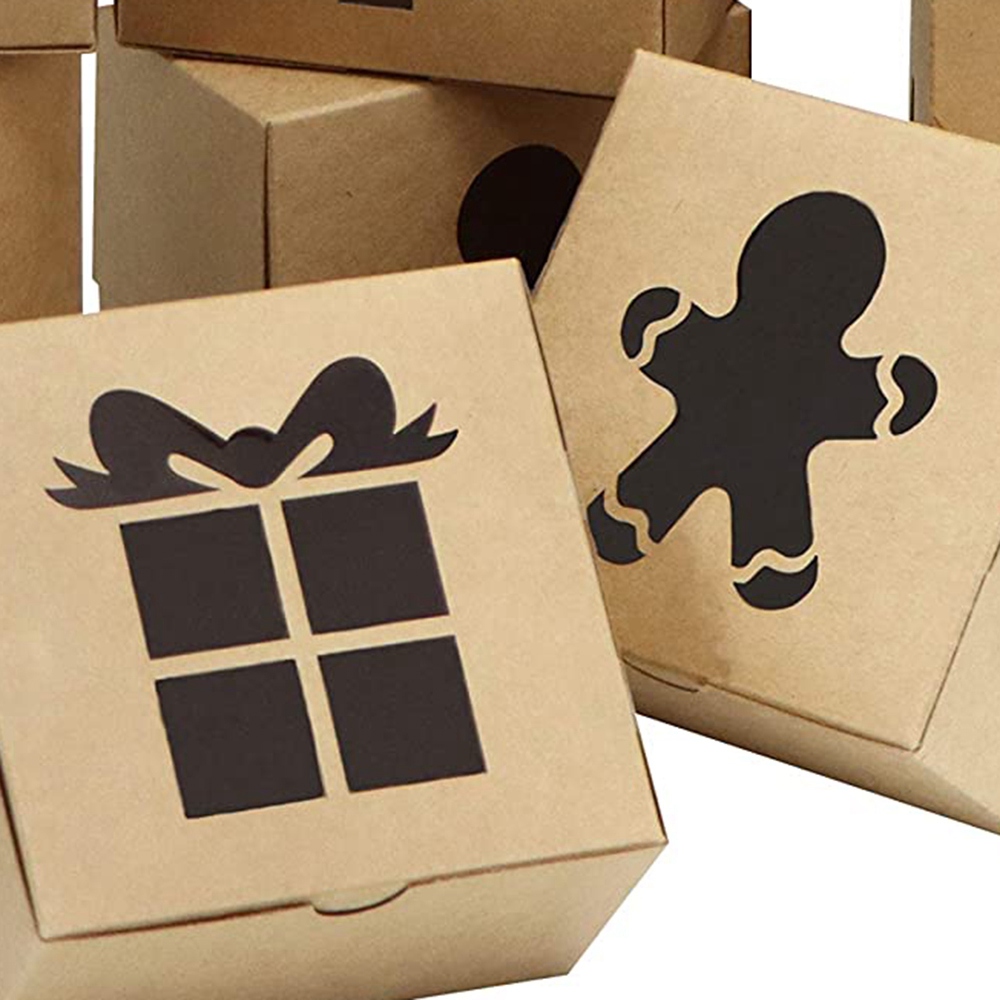 (VDZI) 30 Kraft Cardboard Bakery Cookie Boxes Set 4x4x2.5Inch Auto ...