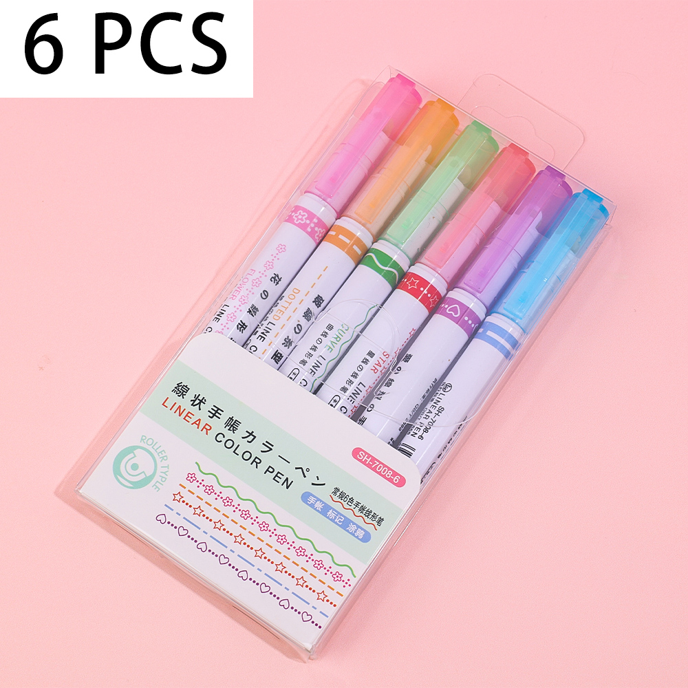 1/6Pcs Novelty Heart Flower Line Shaped Highlighter Pen Roller Tip ...