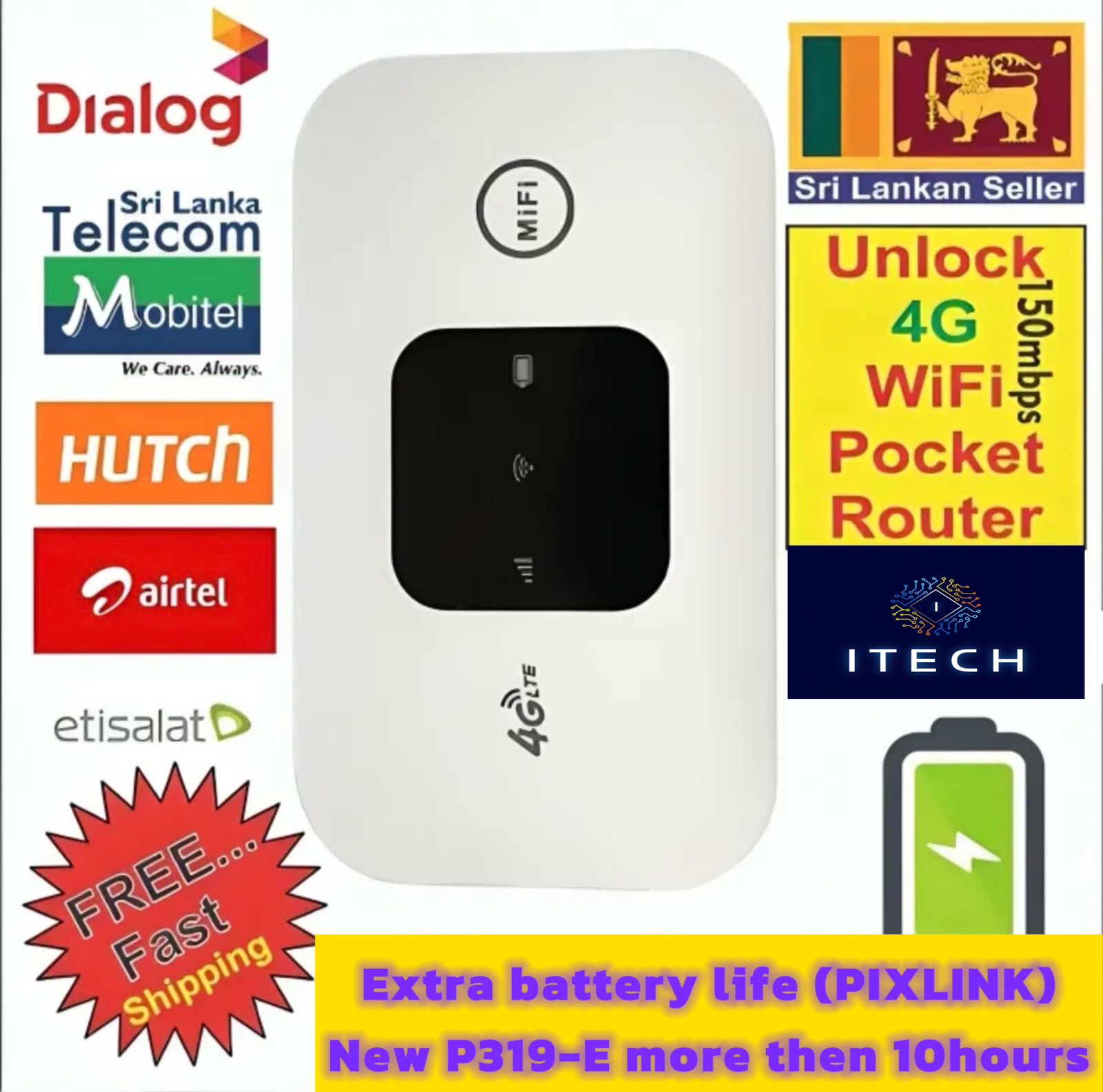 wifi Pocket Router Pixlink 319-E Portable 4G LTE Wireless Mobile Router ...