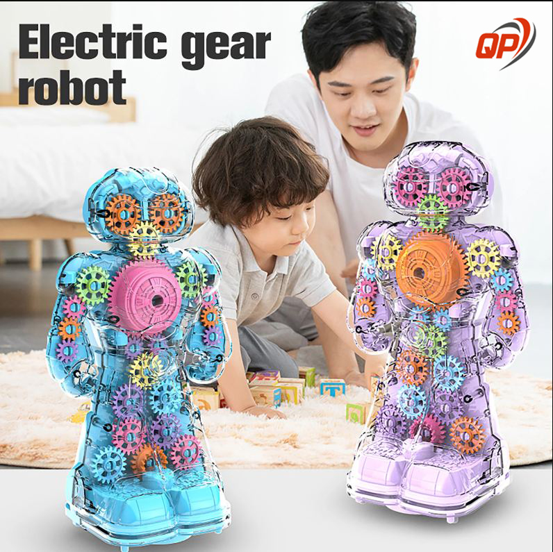 QP New Walking Robot with Light and Music For Children Gear Robot Toy ...