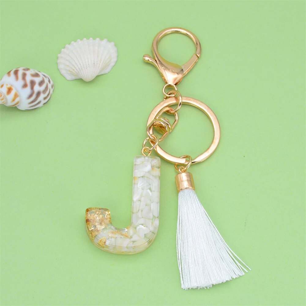 Fashion Bling A to Z Letter Keychain With White Tassel 26 Initial ...