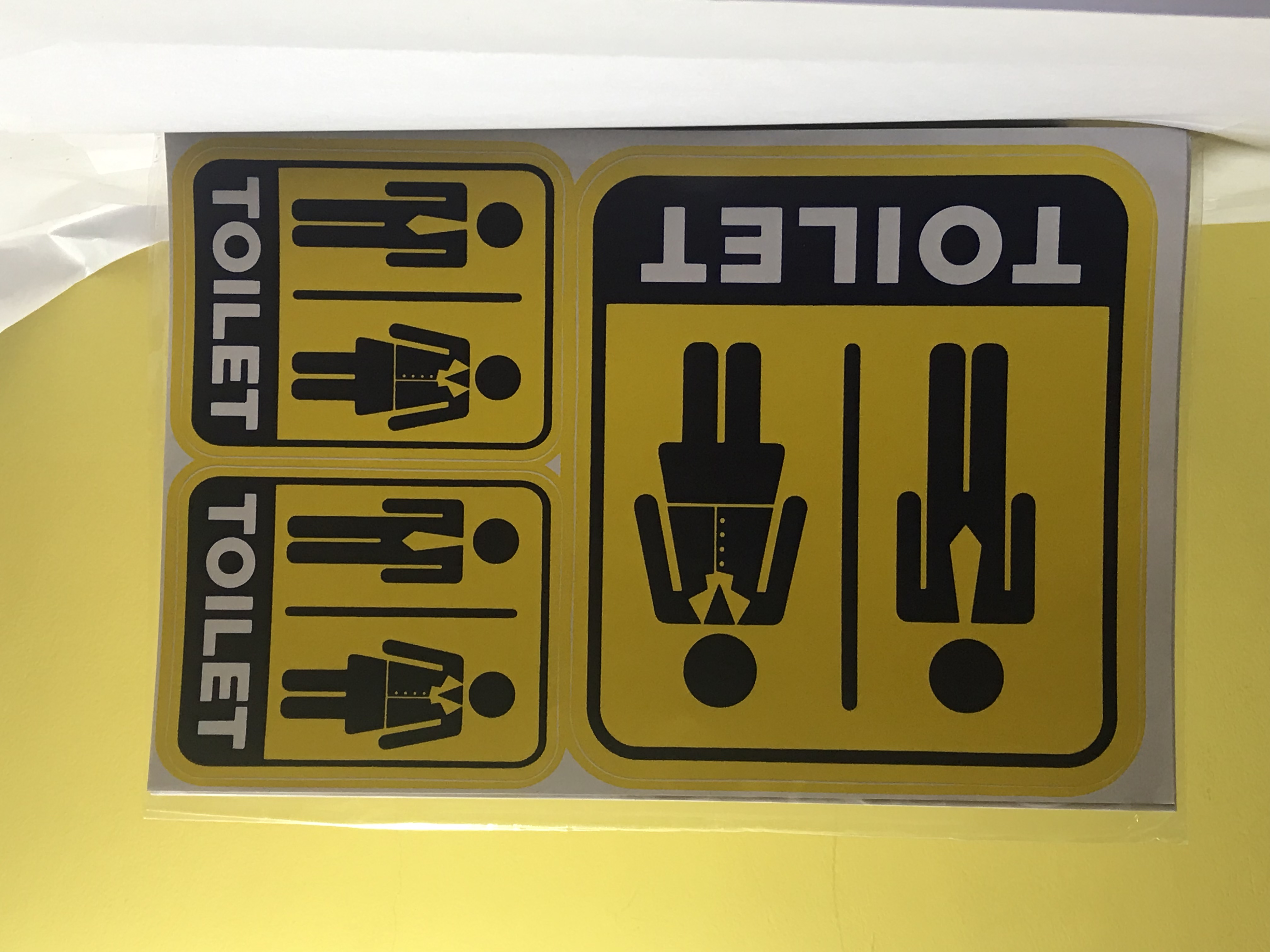 Toilet Signs Set Stickers yellow color | Daraz.lk