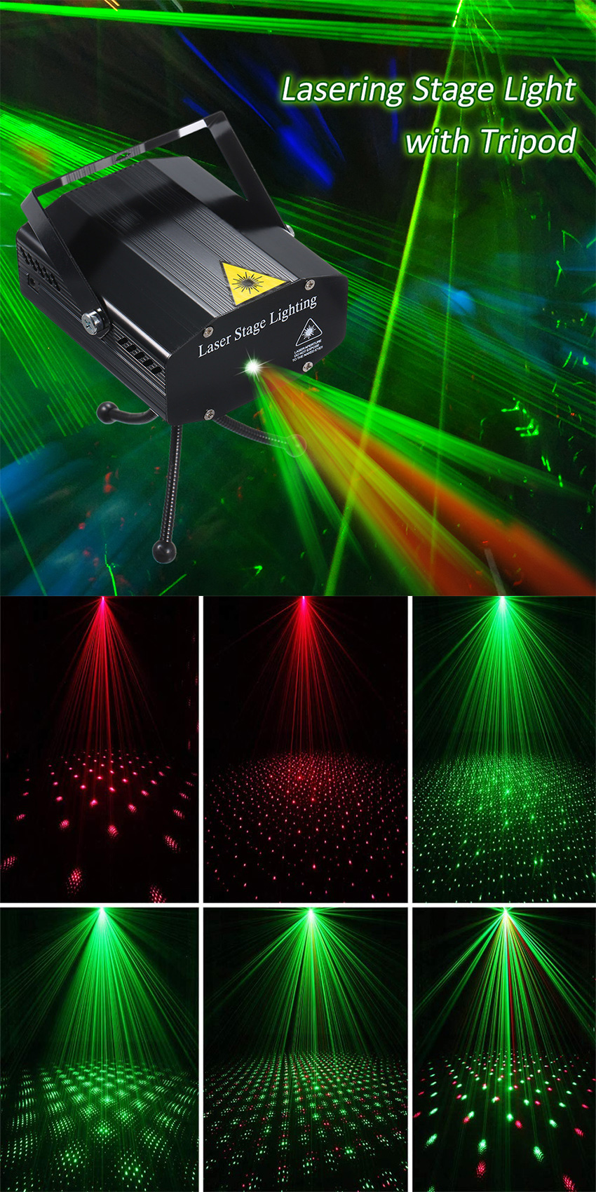 La ser Stage Lights Party Projector Lights DJ Disco Sound Activated ...