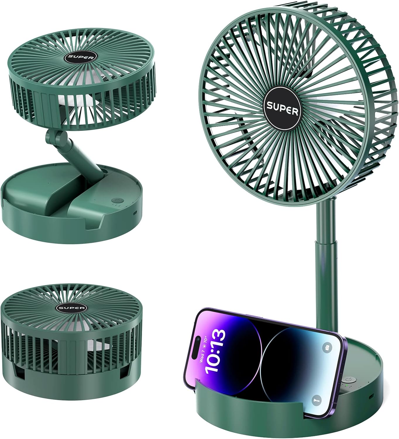 USB Foldable Desk Fan 3 Speed Adjustable Air Circolator Rechargeable ...