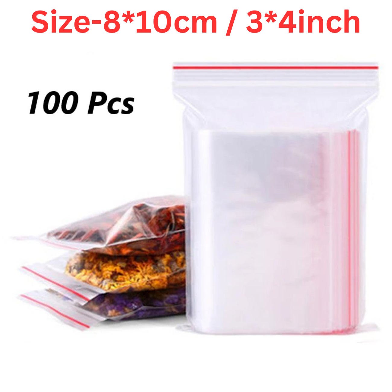 8*10CM - 100pcs/pack Resealable Zip Lock Bags Self Seal Clear Plastic Ziplock Poly Bag Food ...