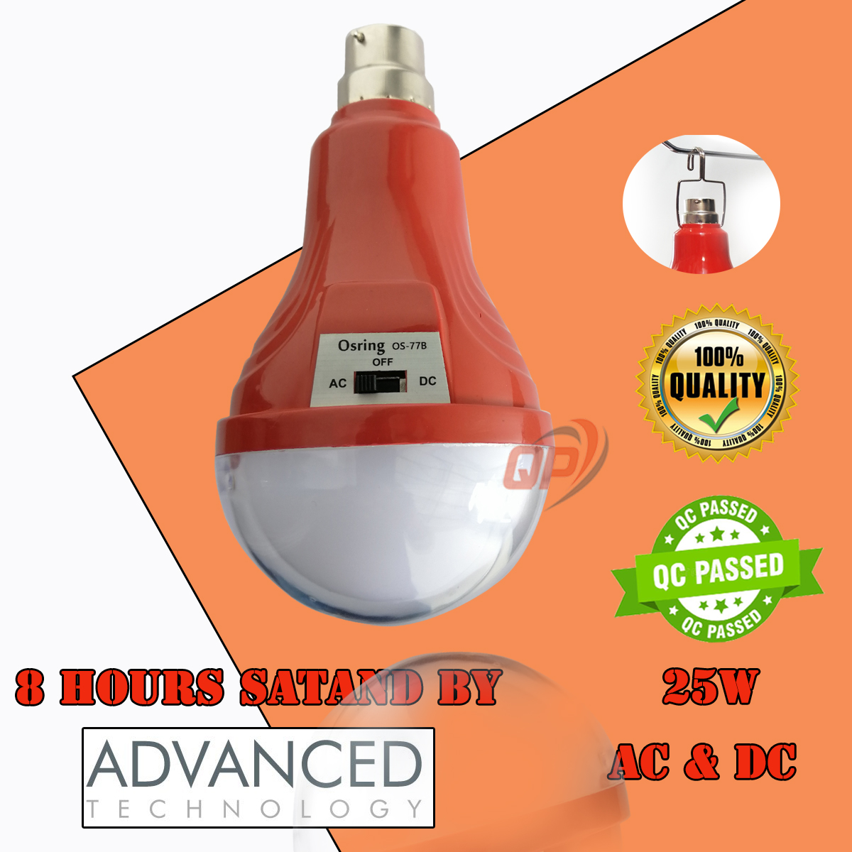 25w 2 in 1 AC DC QP Home Use Emergency-Rechargeable-Light-Bulb, Stay ...