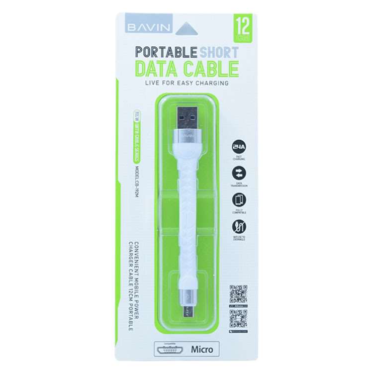 BAVIN CB192 12CM 2.4A PORTABLE SHORT DATA CABLE FOR MICRO USB CABLE ...