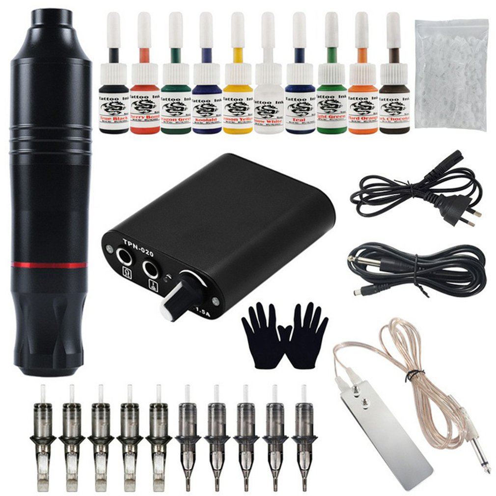 10-color Motor Pen Beginner Tattoo Machine Set Motorized Pen Semi ...