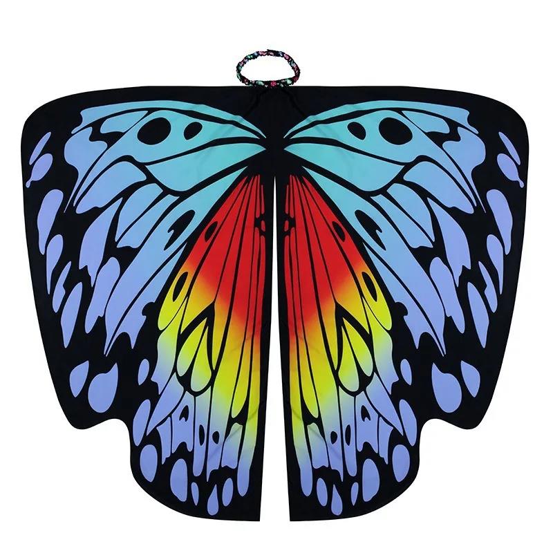 Rainbow Butterfly Wings Cape Shawl Fairy Ladies Dance Costume Adult ...