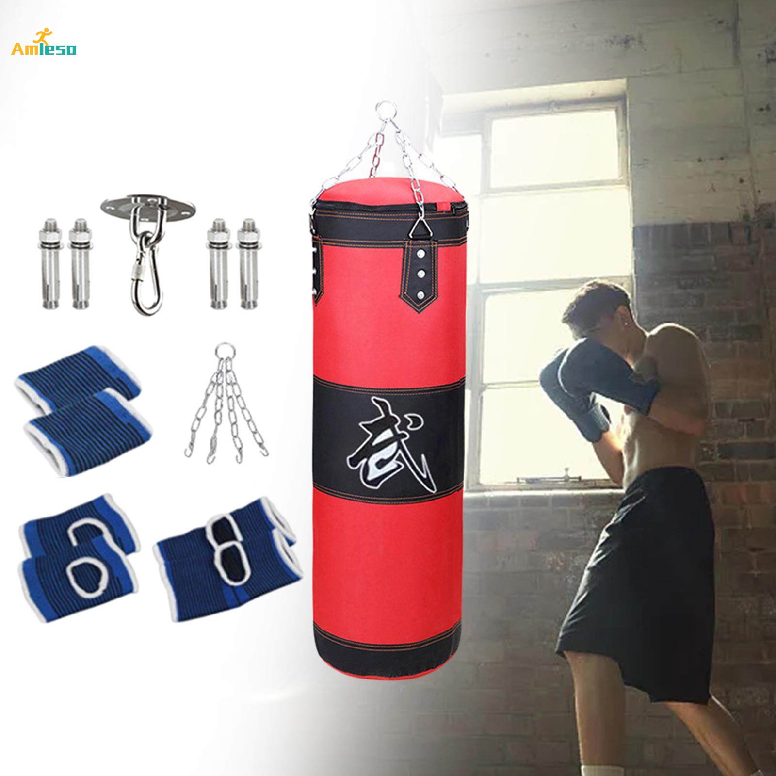 PU Punching Bag with Chain Hanging Unfilled Bag for Home Gym Karate ...