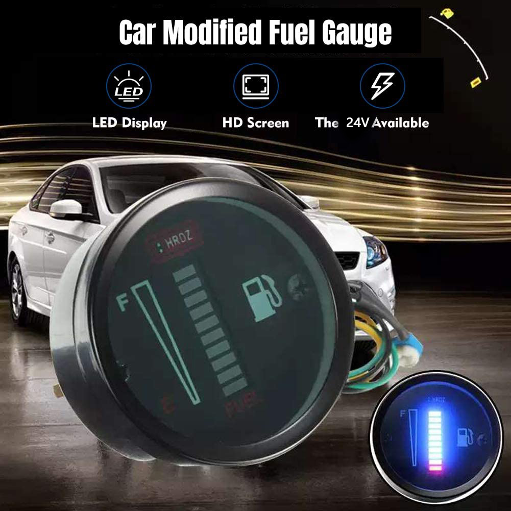 24V 2 Inch 52mm Universal Car Motorcycle Fuel Level Meter Gauge LED ...