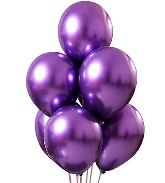 10 Inches Chrome Metallic Multi Color Balloon (10) Packet Birthday ...