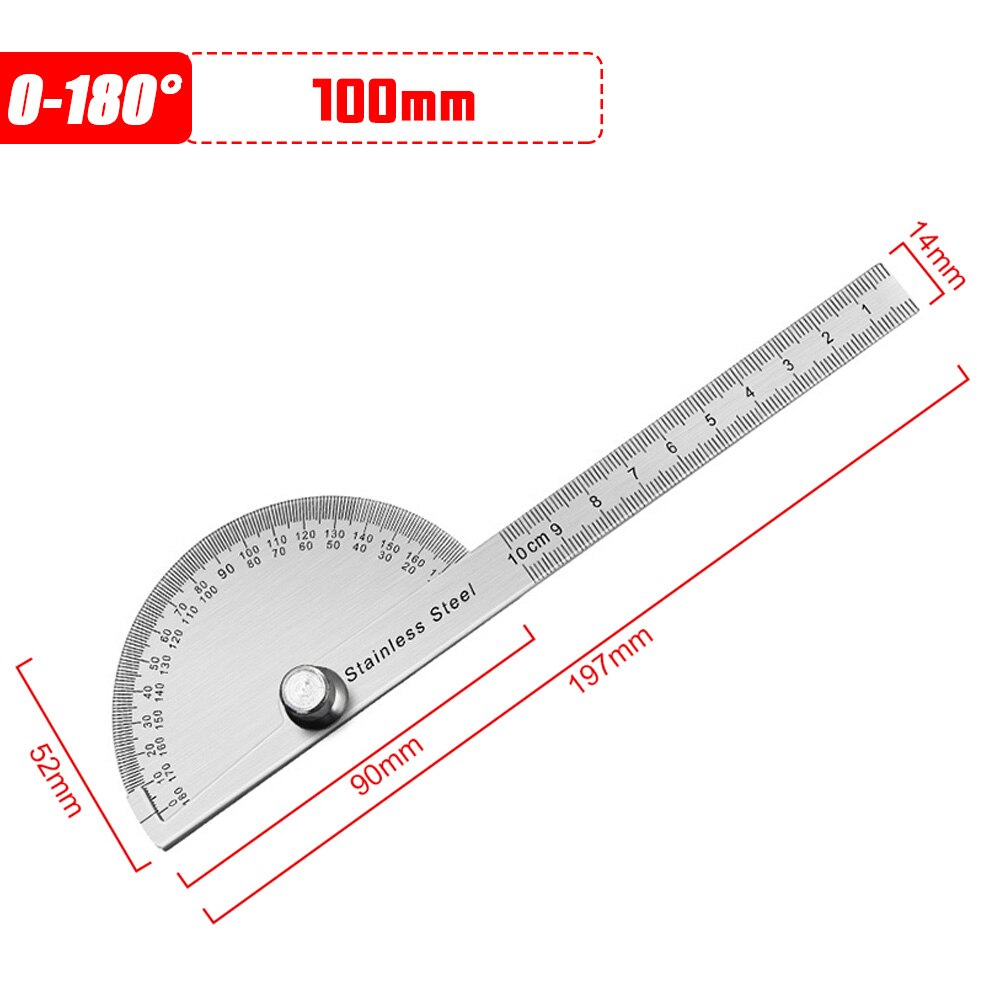 0-180° Angle Ruler Protractor Metal Finder Goniometer Stainless Steel ...