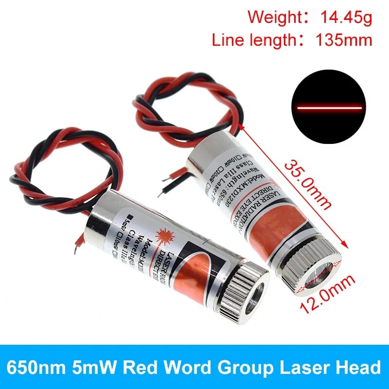 650nm 5mW Red Point / Line / Cross Laser Module Head Glass Lens ...