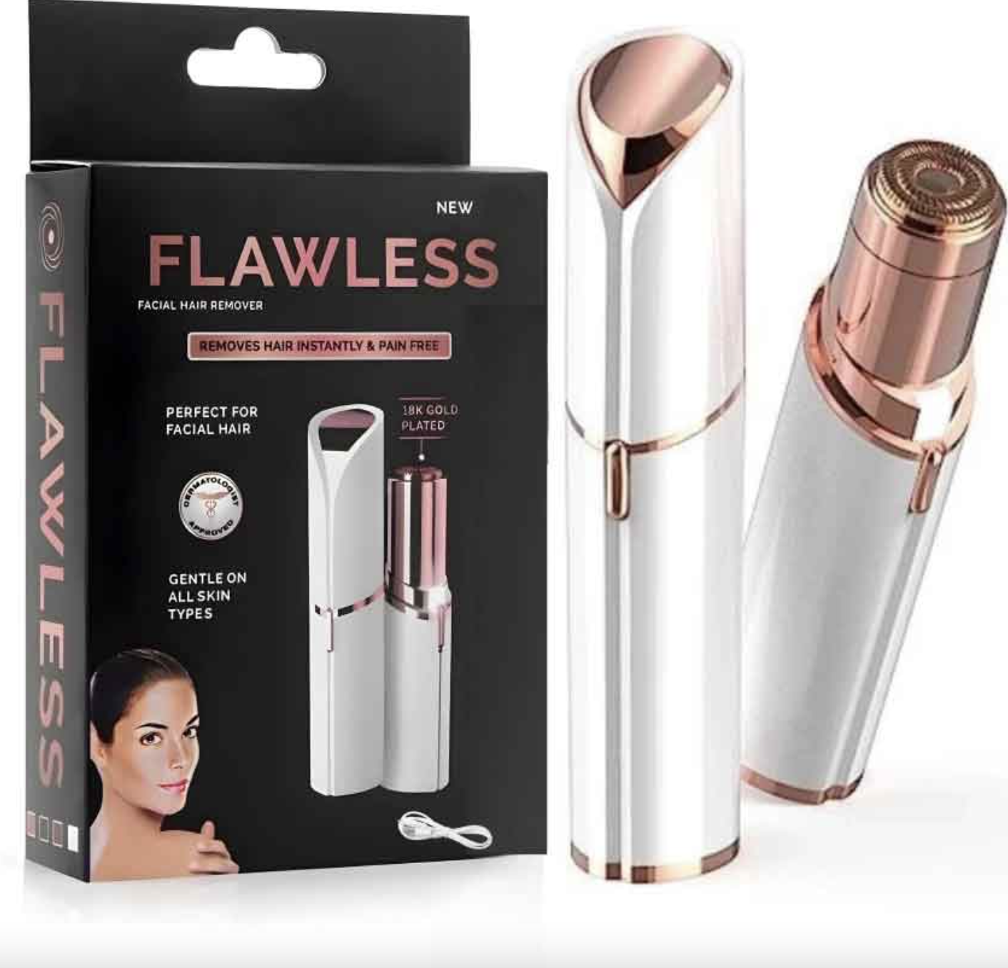 Rechargeable Finishing Touch Flawless Women Facial Hair Remover 18K ...