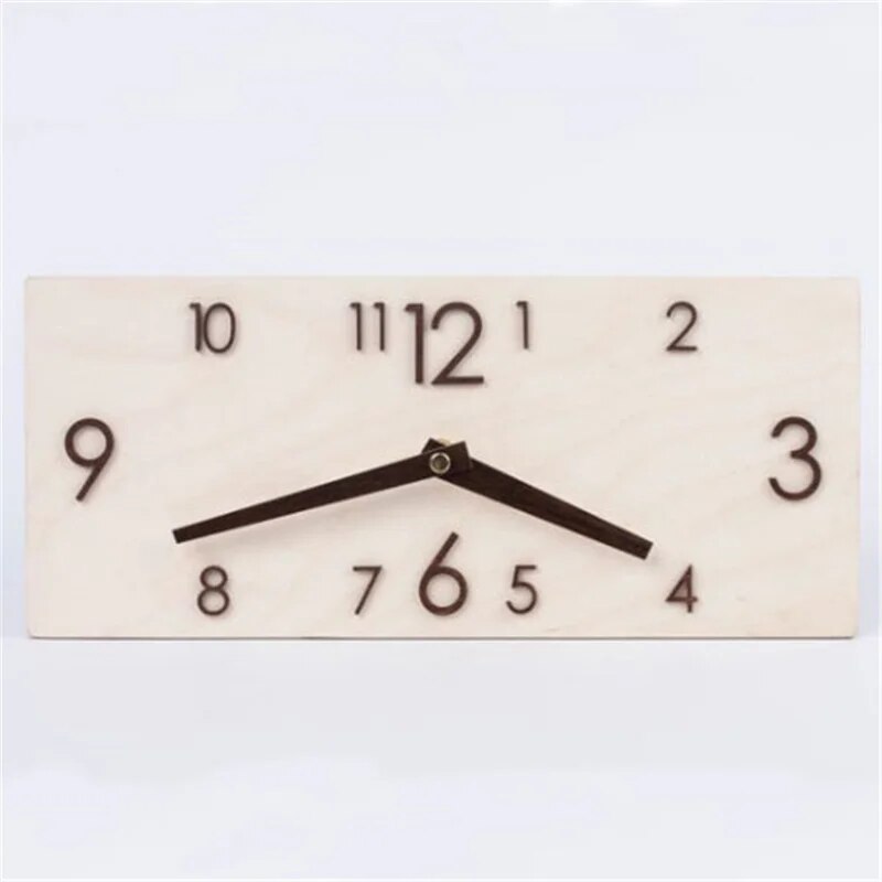 Wooden Wall Clock Rectangular 3D Big Hanging Clocks Retro Creative Home ...