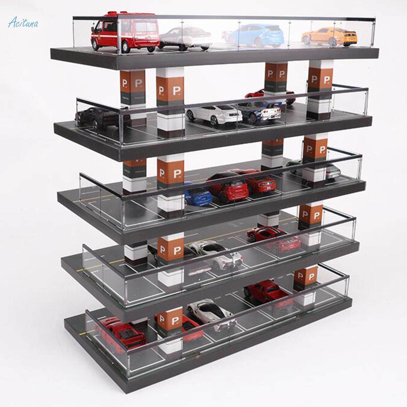 1/64 Diorama Car Parking Lot Display Case Scenery Mini Model Car ...
