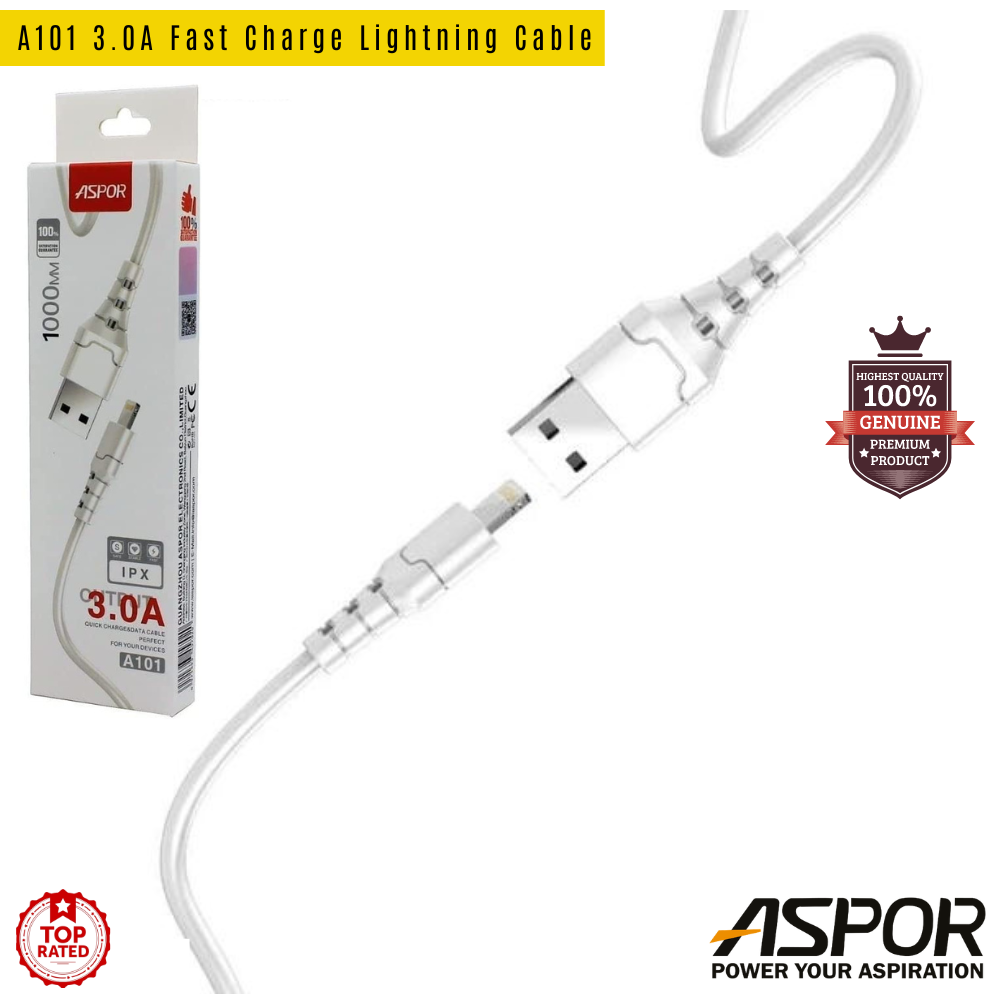 ASPOR A101 3.0A Fast Charge & Data Cable for Lightning 100cm | Daraz.lk