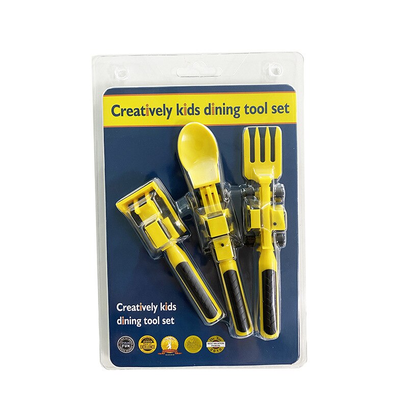 3pcs Tableware for Children Car Bulldozer Excavator Shovel Cutlery Kids ...