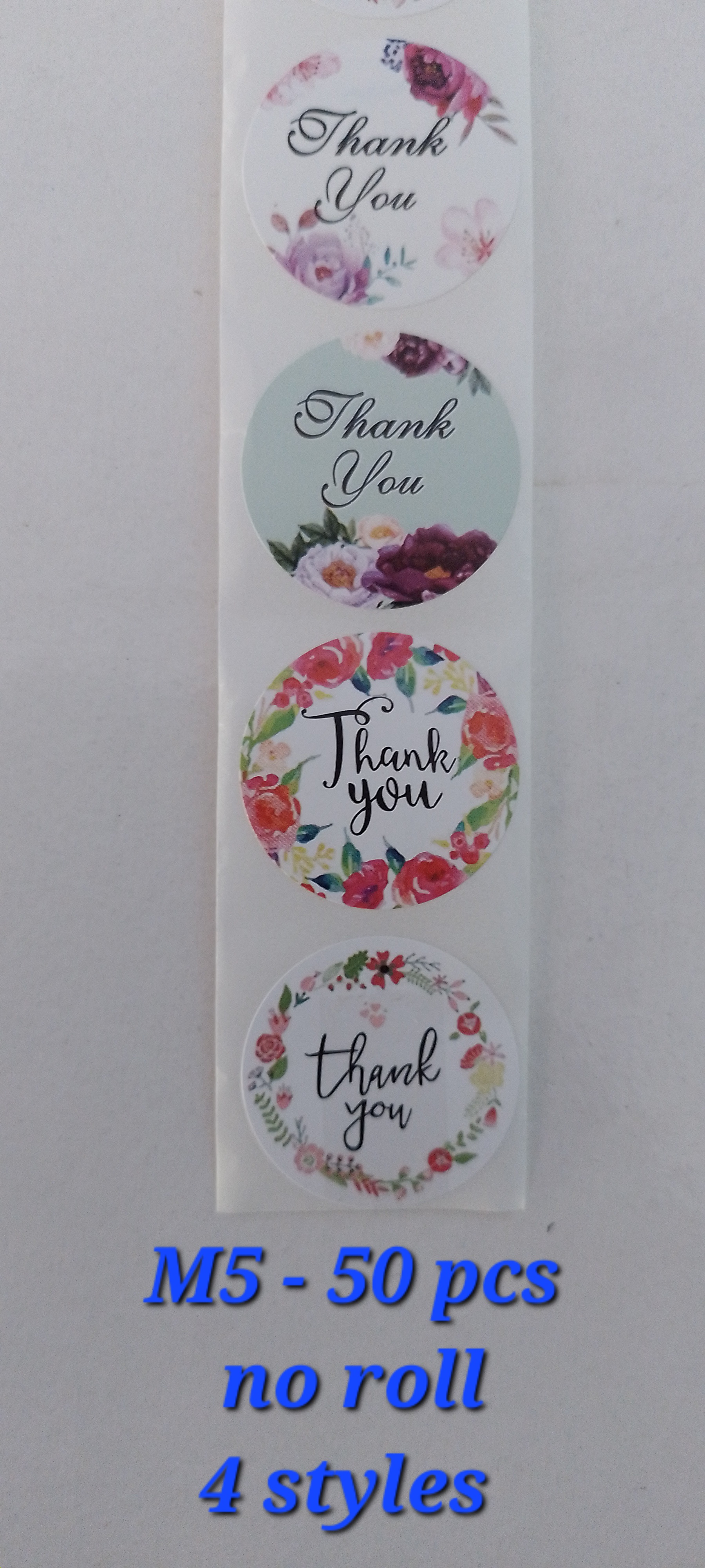 50pcs 8/5/4/2 Styles Thank You Sticker for Seal Labels Round Floral ...