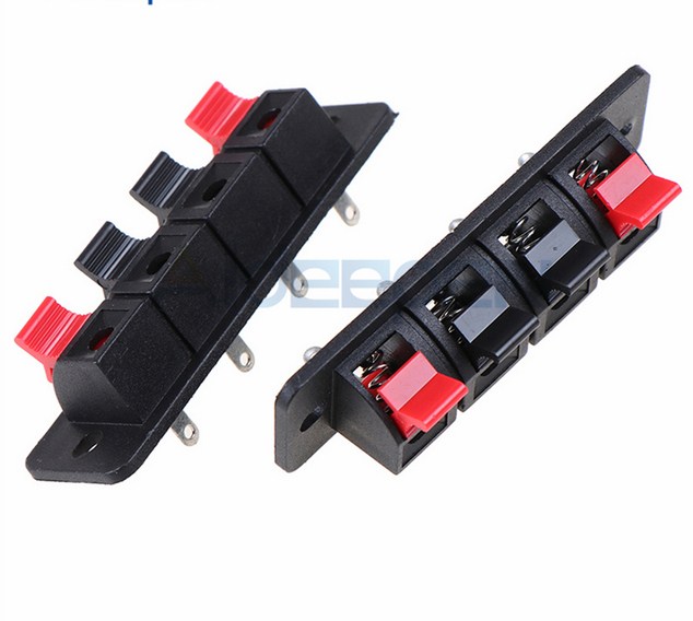 4 position Connector Terminal Push in Jack Spring Load Audio Speaker ...