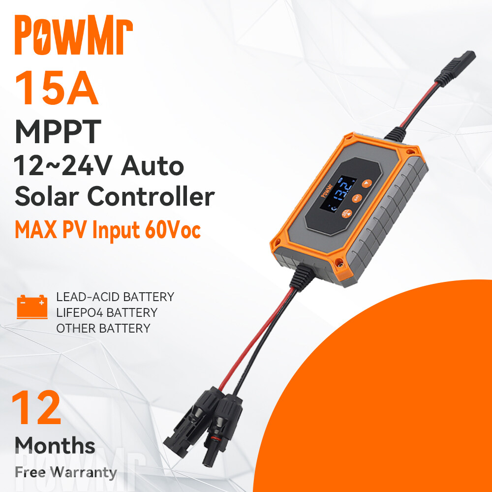 PowMr 15A MPPT Solar Charger Controller Supports 12~24V Battery ...